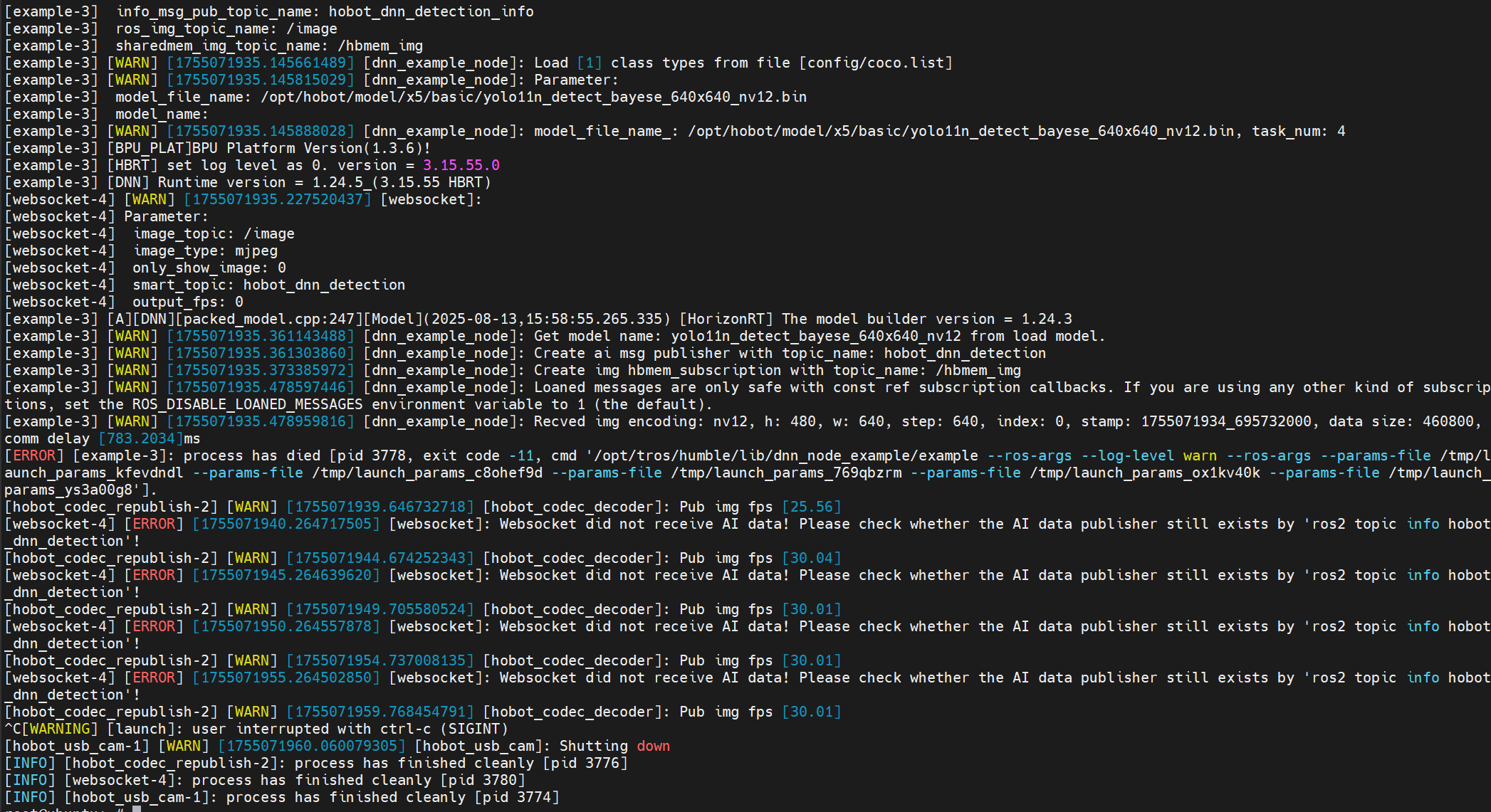 RDKX5使用TROS部署YOLOV11运行推理节点会报错 - 板卡使用 - 地瓜机器人论坛